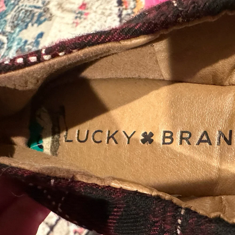 Lucky Brand | Shoes | Lucky Brand Erin Red Burgundy Blue Plaid Round ...